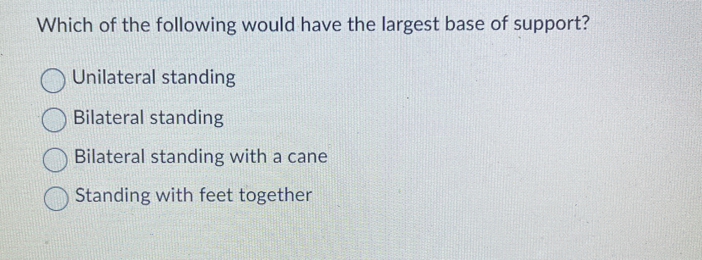 Solved Which of the following would have the largest base of | Chegg.com