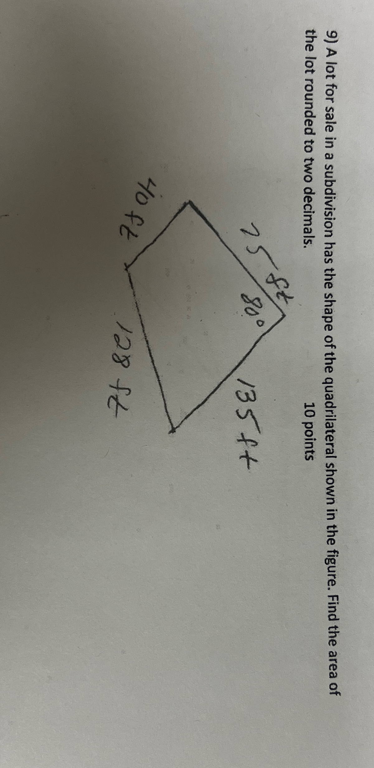 Solved A lot for sale in a subdivision has the shape of the | Chegg.com