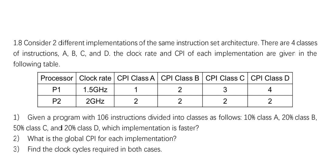 Solved 1.8 Consider 2 different implementations of the same | Chegg.com