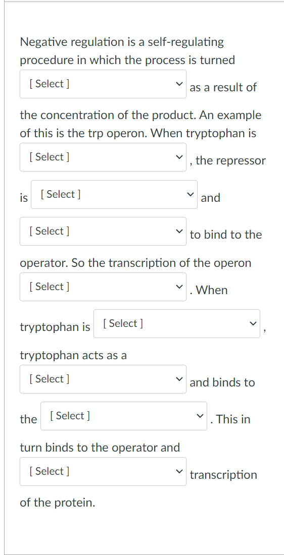Solved Negative regulation is a self-regulatingprocedure in | Chegg.com