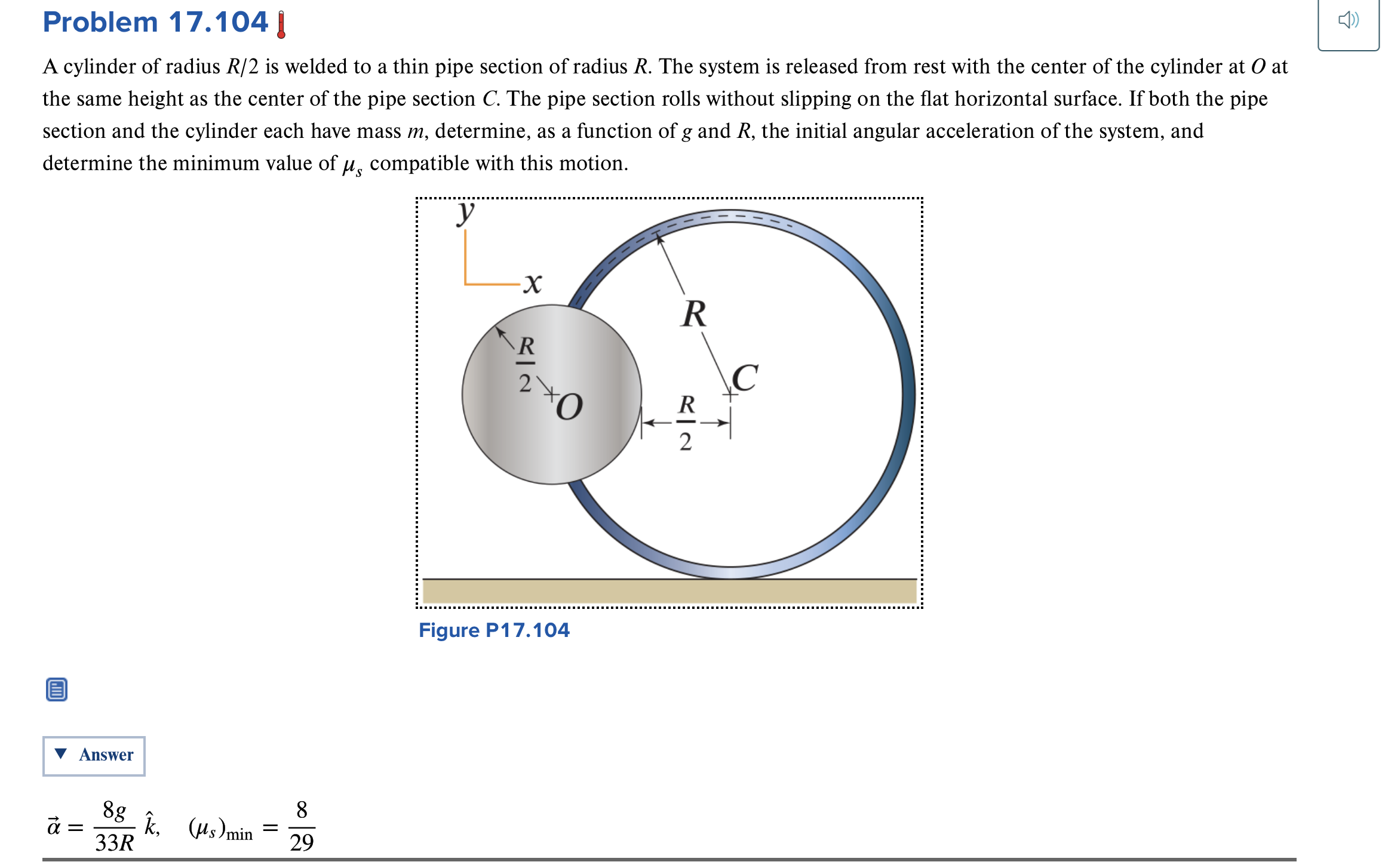 Solved Problem 17.104 [A cylinder of radius R2 ﻿is welded to | Chegg.com
