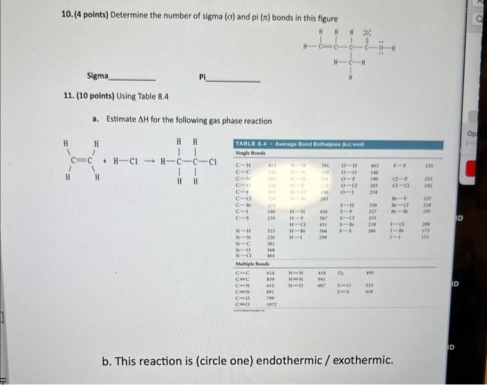 Solved 10. (4 points) Determine the number of sigma (σ) and | Chegg.com