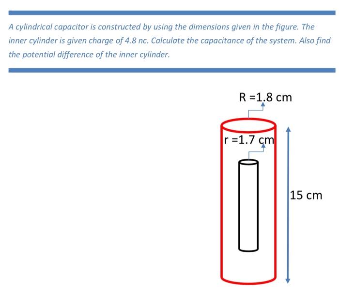 Solved A cylindrical capacitor is constructed by using the | Chegg.com