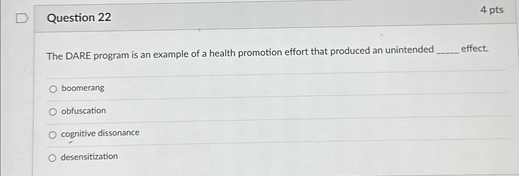 Solved Question 224 ﻿ptsThe DARE program is an example of a | Chegg.com