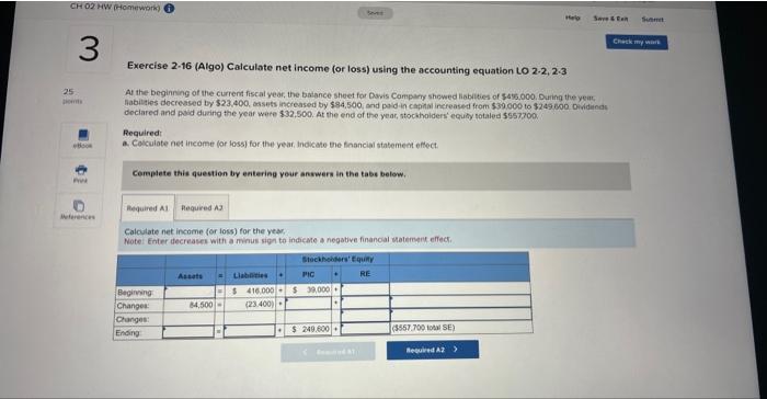 Solved Exercise 2-16 (Algo) Calculate net income (or loss) | Chegg.com