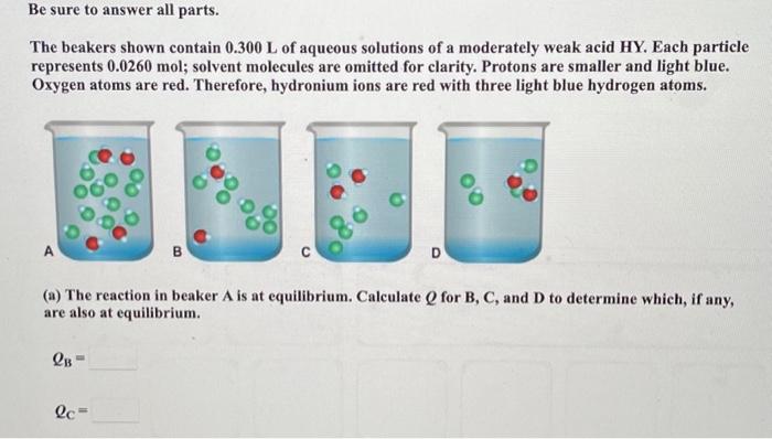 Solved Be sure to answer all parts. The beakers shown | Chegg.com