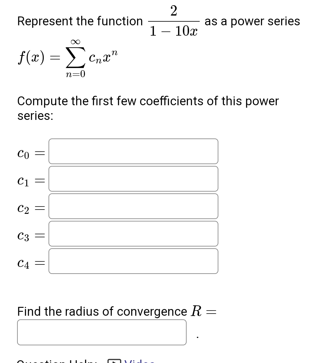 Solved Represent the function 21-10x ﻿as a power | Chegg.com