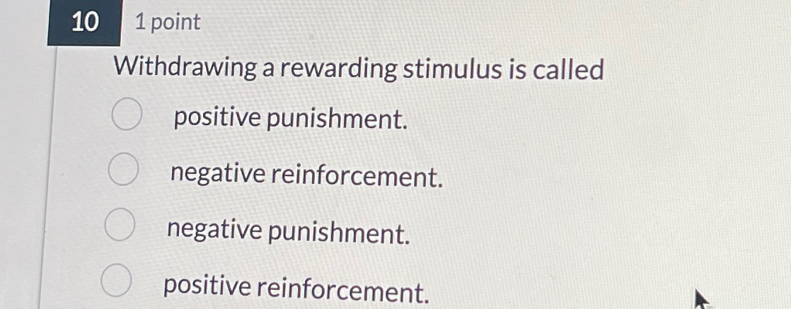 Solved 101 ﻿pointWithdrawing a rewarding stimulus is | Chegg.com