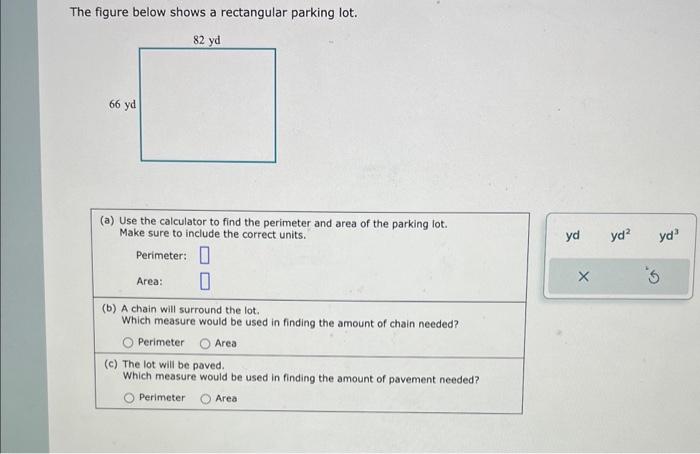 Solved The figure below shows a rectangular parking lot. (a) | Chegg.com
