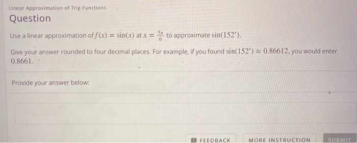 Solved Linear Approximation Of Trig Functions Question Use A