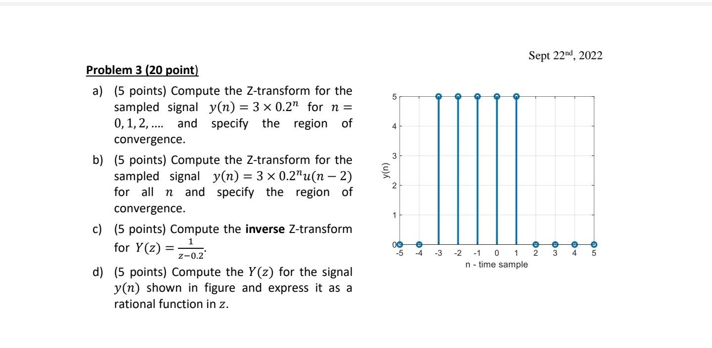 Solved Sept 22nd ,2022 Problem 3 (20 point) a) (5 points) | Chegg.com