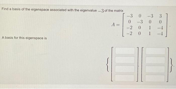 Solved Find a basis of the eigenspace associated with the | Chegg.com