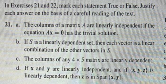 Solved In Exercises 21 and 22, mark each statement True or | Chegg.com
