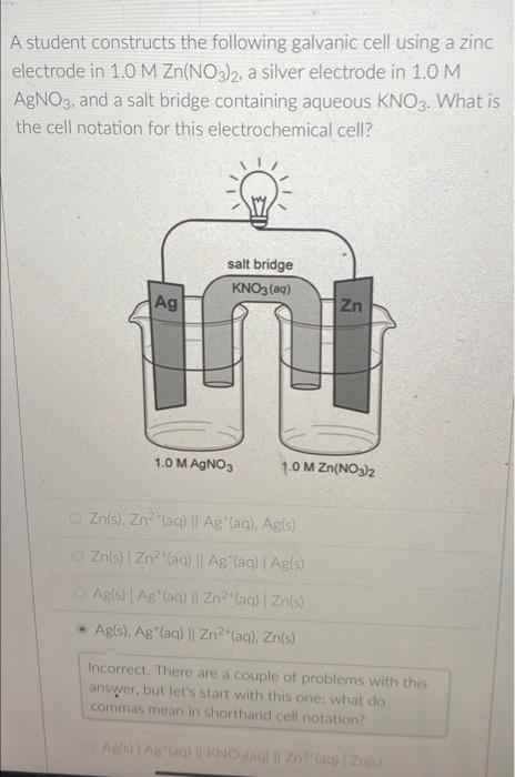 Solved A student constructs the following galvanic cell | Chegg.com
