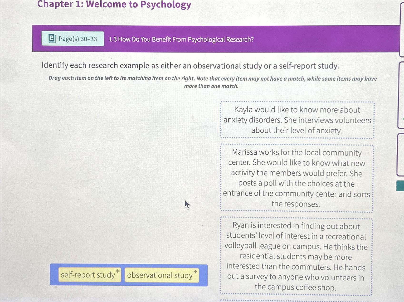 Solved Chapter 1: Welcome to Psychology[] ﻿Page(s) 30-33 1.3 | Chegg.com