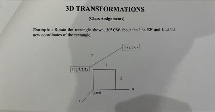 Solved Example : Rotate the rectangle shown, 30∘CW about the | Chegg.com