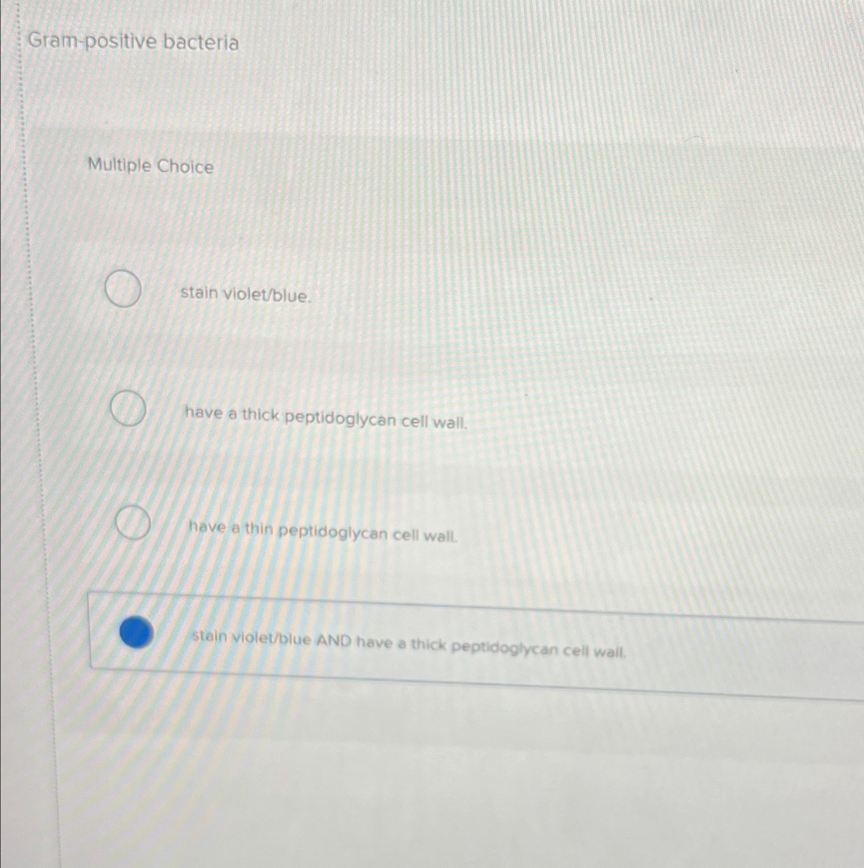 Solved Gram-positive bacteriaMultiple Choicestain | Chegg.com
