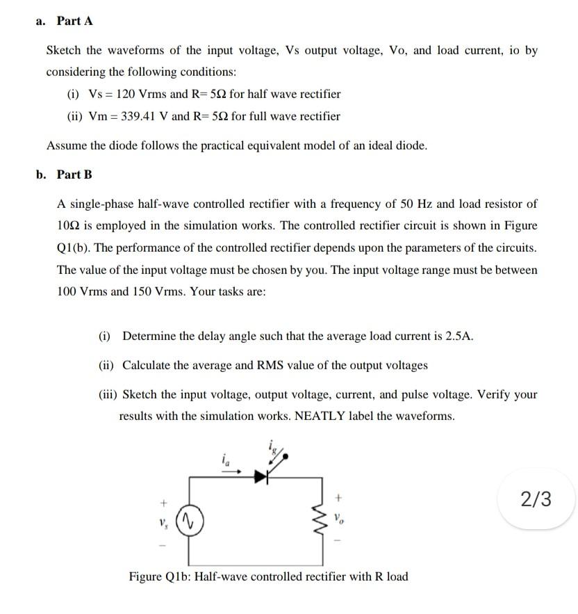 Solved Sketch the waveforms of the input voltage, Vs output | Chegg.com
