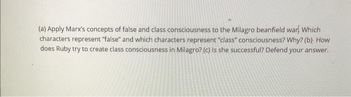 (a) Apply Marx's concepts of false and class | Chegg.com