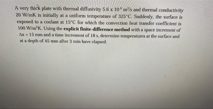 Solved A very thick plate with thermal diffusivity 5.6×10−6 | Chegg.com
