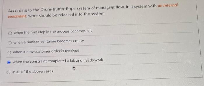 Solved According to the Drum-Buffer-Rope system of managing | Chegg.com