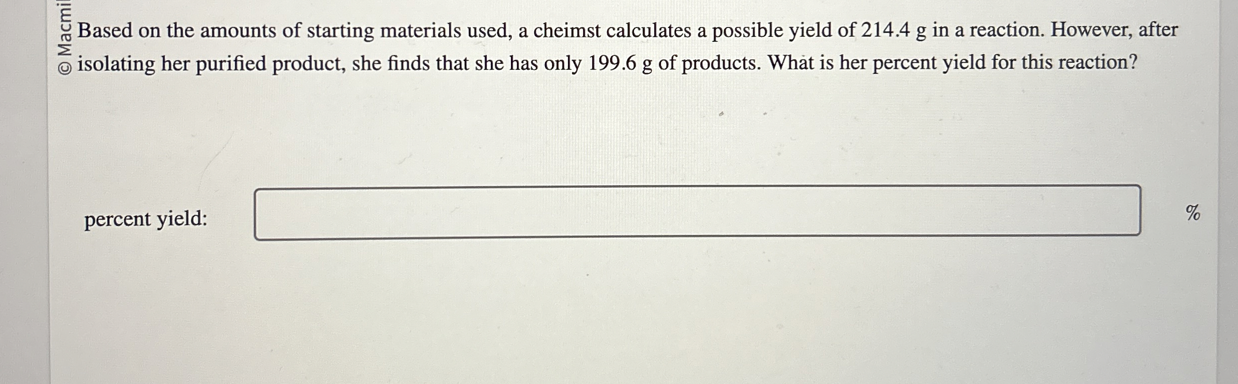 Solved Based on the amounts of starting materials used, a | Chegg.com