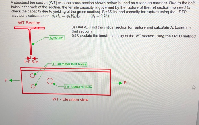 Solved A structural tee section (WT) with the cross-section | Chegg.com
