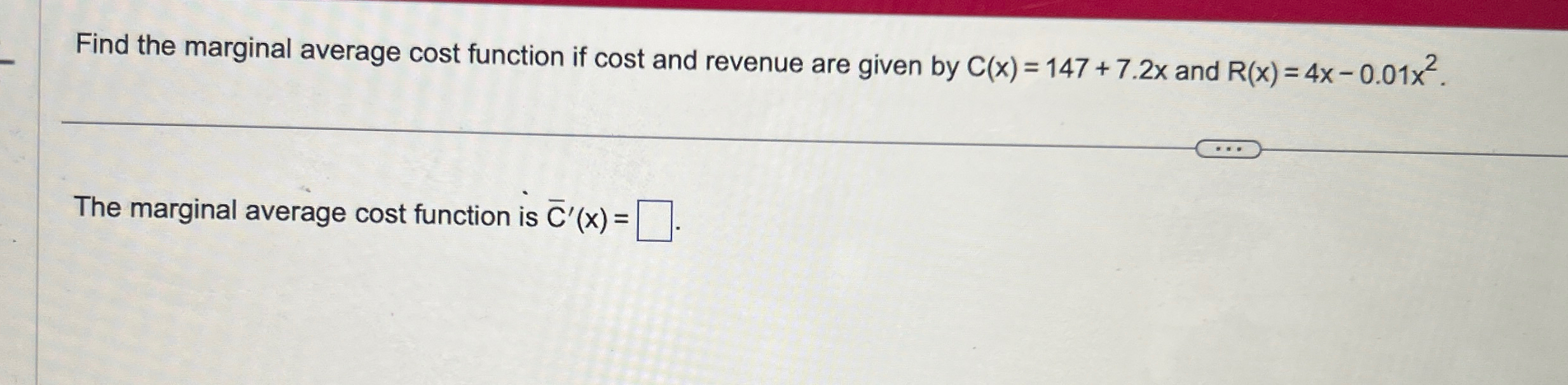 Solved Find the marginal average cost function if cost and | Chegg.com