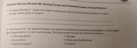 Solved Problem-Solving Module #2: Driving Forces and | Chegg.com