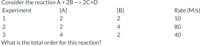 Solved Consider the reaction A+2B-→2C+DWhat is the total | Chegg.com