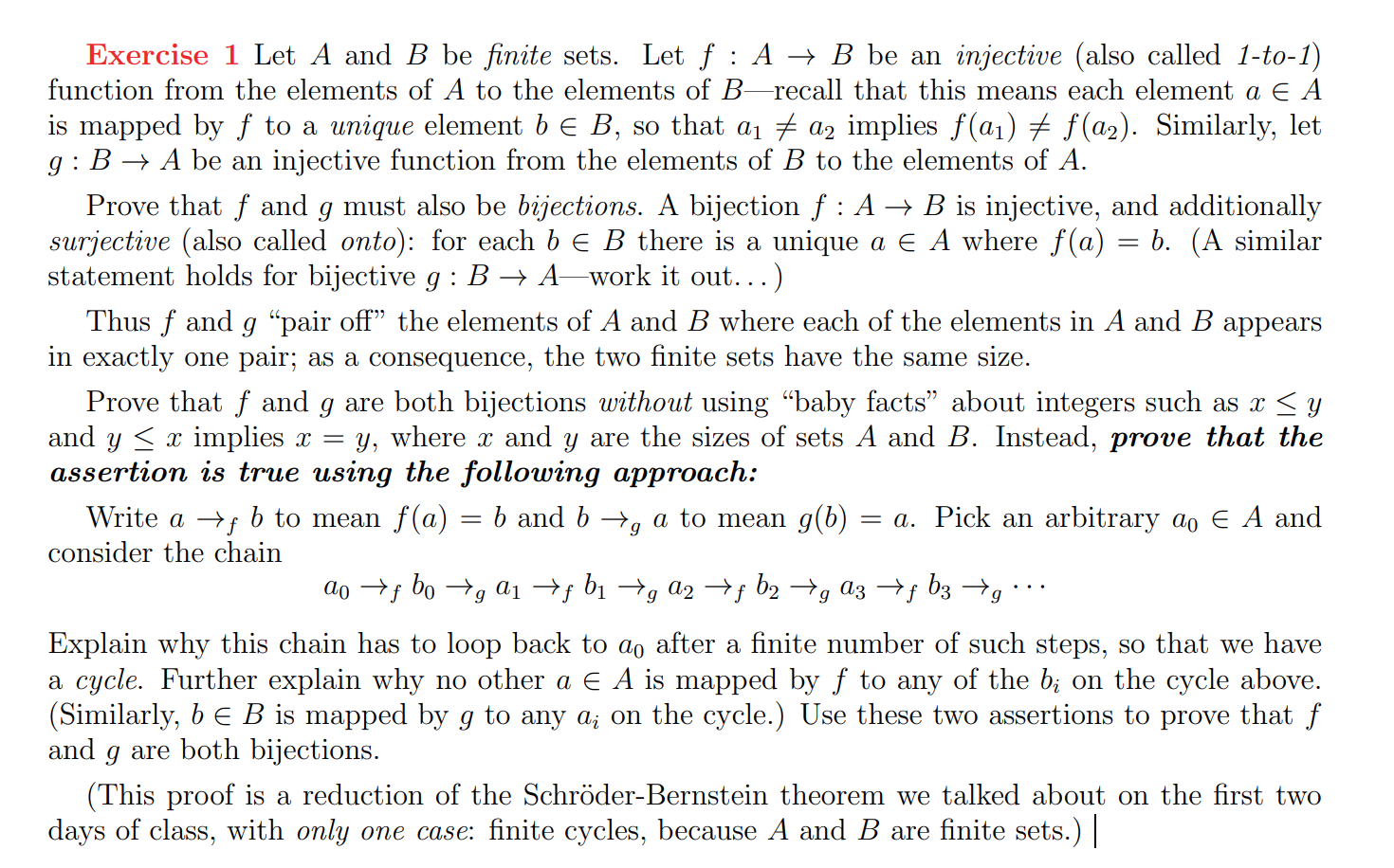Solved Exercise 2 ﻿Let A and B be finite sets that are | Chegg.com