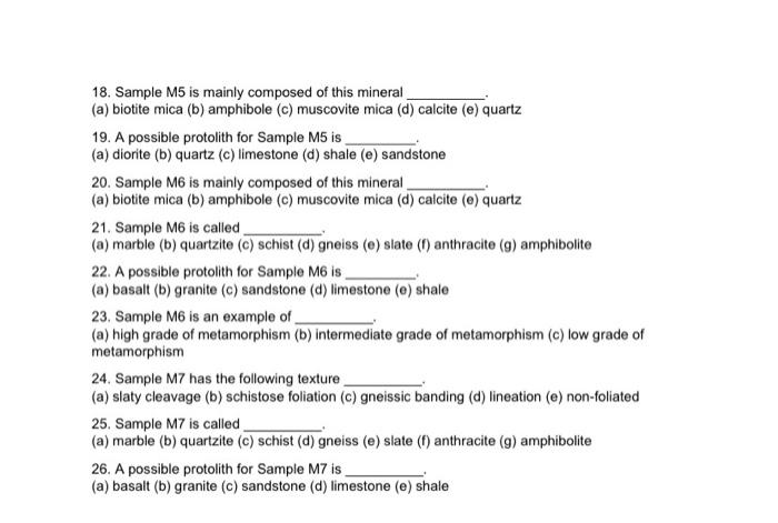Solved LAB EXERCISE Part A: Metamorphic Rock Identification | Chegg.com
