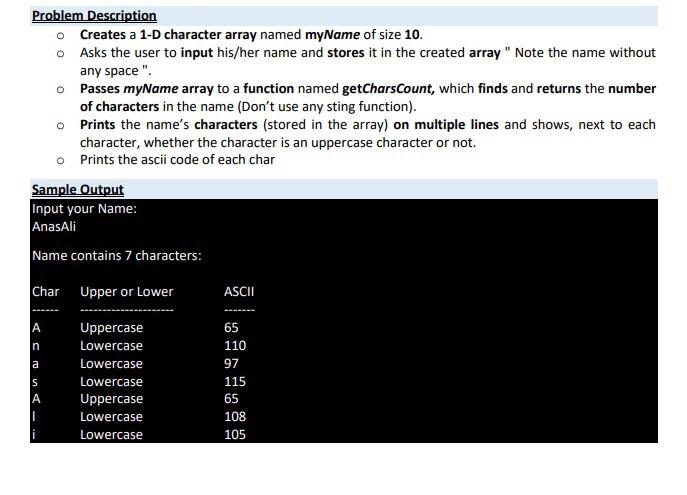 Solved Problem Description O Creates A 1 D Character Array 2334