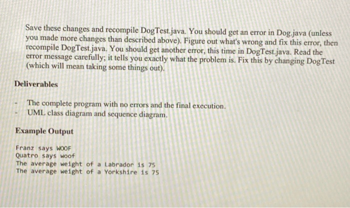 Solved 2. Exploring Inheritance File Dog.java contains a Dog | Chegg.com