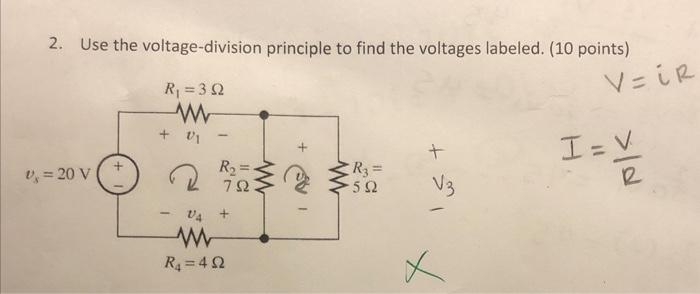 Solved 2. Use the voltage-division principle to find the | Chegg.com