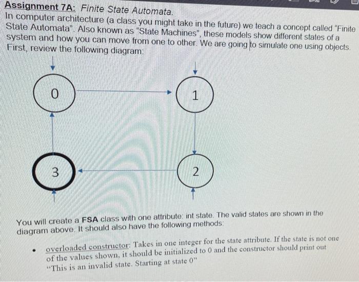 Solved Assignment 7A: Finite State Automata. In computer | Chegg.com