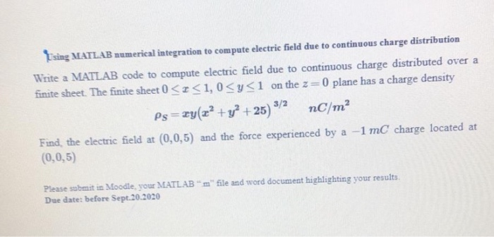Solved tsing MATLAB numerical integration to compute | Chegg.com