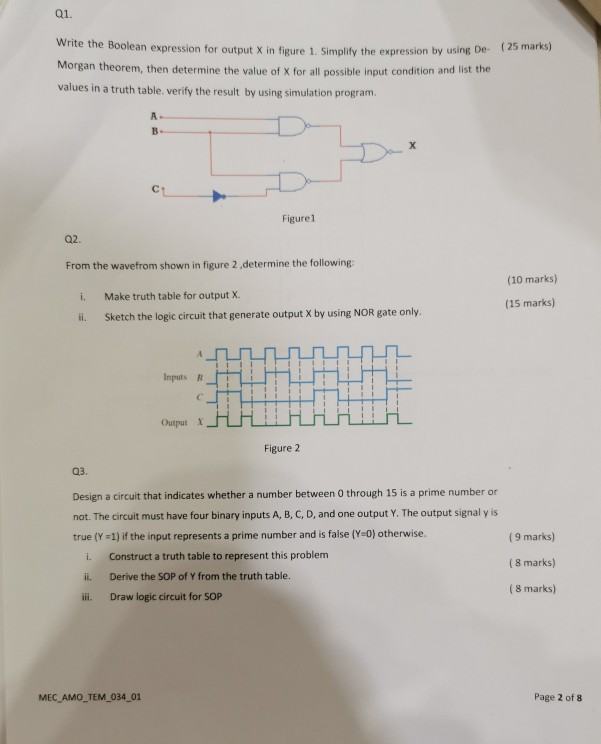 Solved Q1. Write the Boolean expression for output X in | Chegg.com