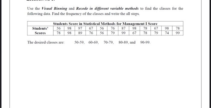 Solved Use the Visual Binning and Recode in different | Chegg.com