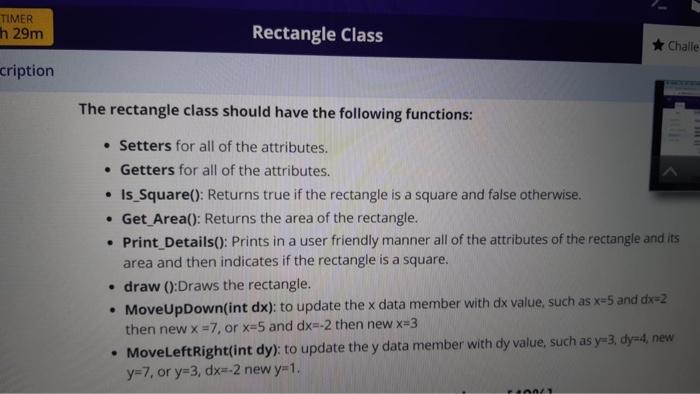 Solved Description Rectangle Class Part1 :Defining the Class | Chegg.com