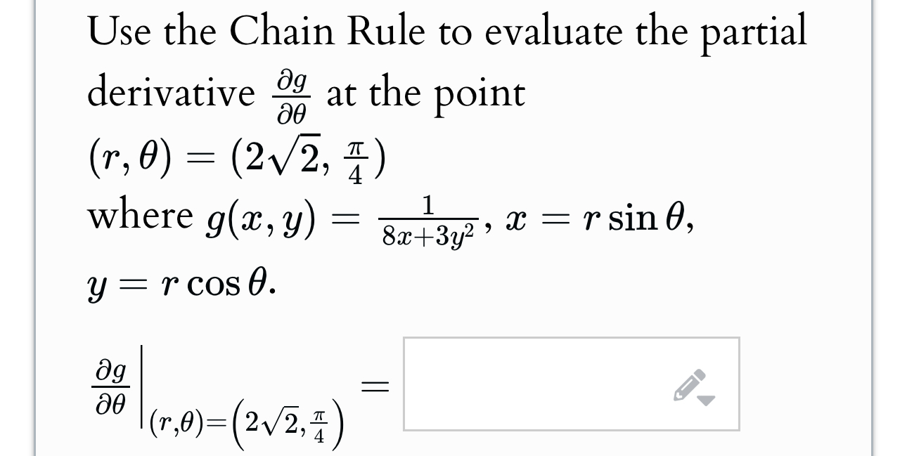 Solved Use the Chain Rule to evaluate the partial derivative | Chegg.com