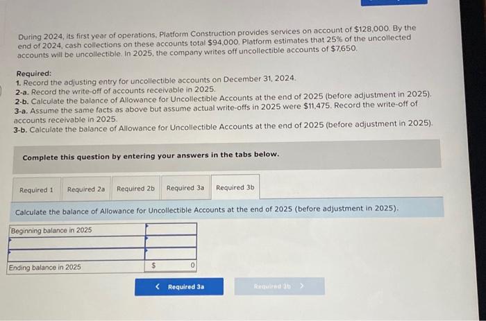 Solved During 2024, its first year of operations. Platform | Chegg.com