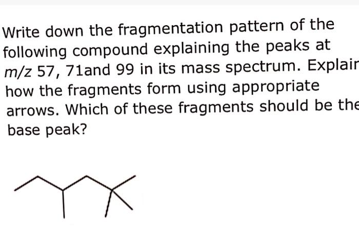 Solved Write down the fragmentation pattern of the following | Chegg.com