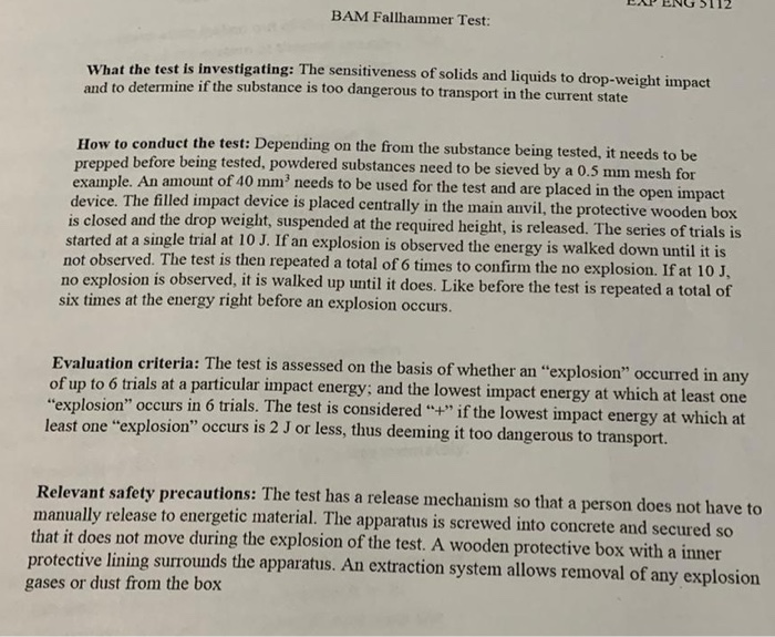 BAM Friction Test: What the test is investigating: | Chegg.com