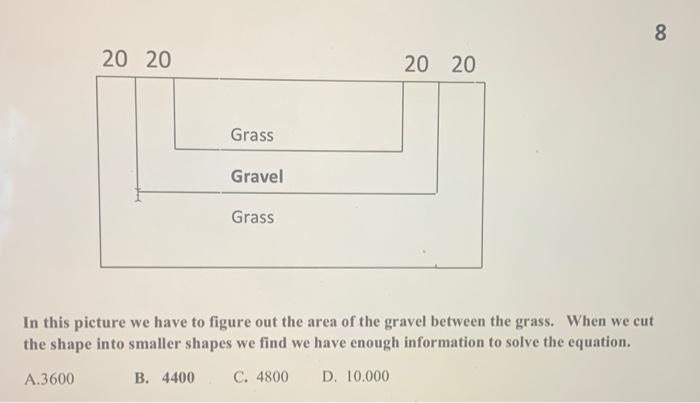 8 20 20 20 20 Grass Gravel Grass In this picture we | Chegg.com