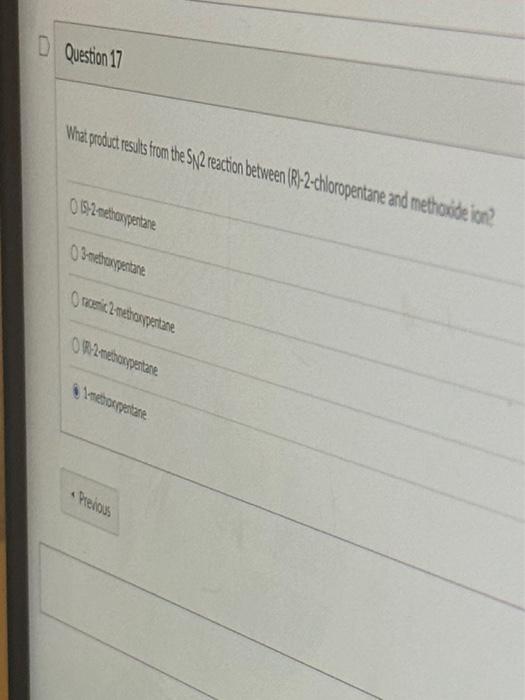Solved Question 17 What product resulis from the SN2 | Chegg.com | Chegg.com