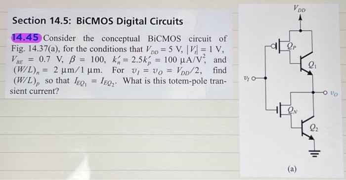 Solved Section 14.5: BiCMOS Digital Circuits 14.45 Consider | Chegg.com