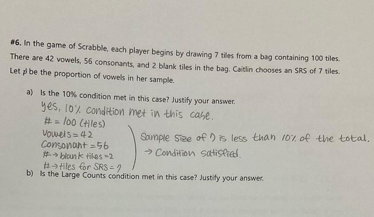 Solved \#6. In the game of Scrabble, each player begins by | Chegg.com