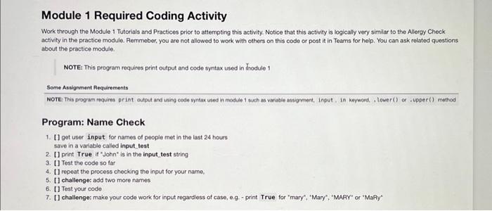 Solved Program: Name Check | Chegg.com