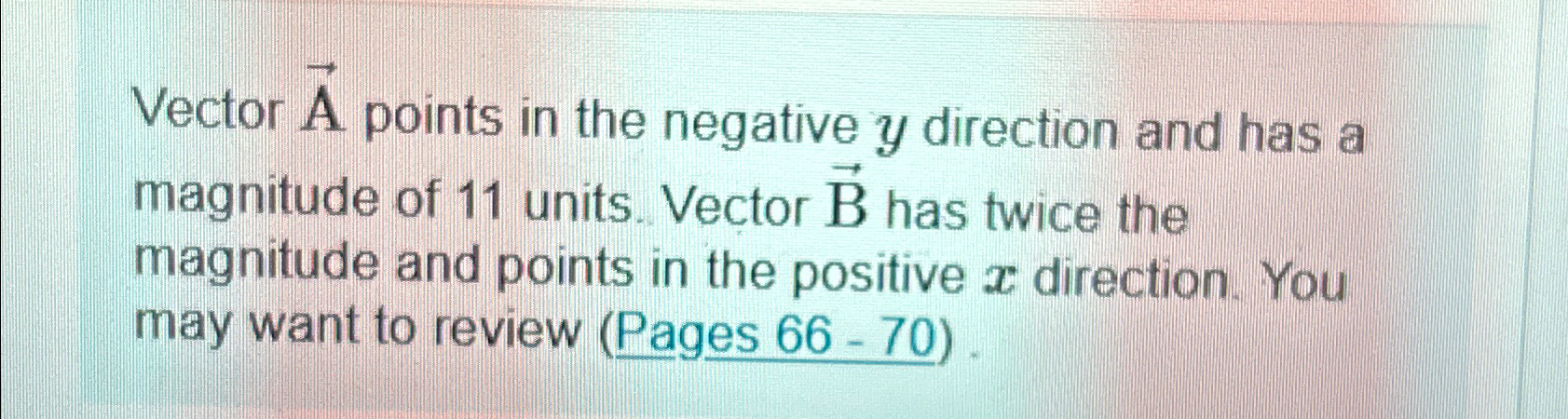Solved Vector vec(A) points in the negative y direction and | Chegg.com